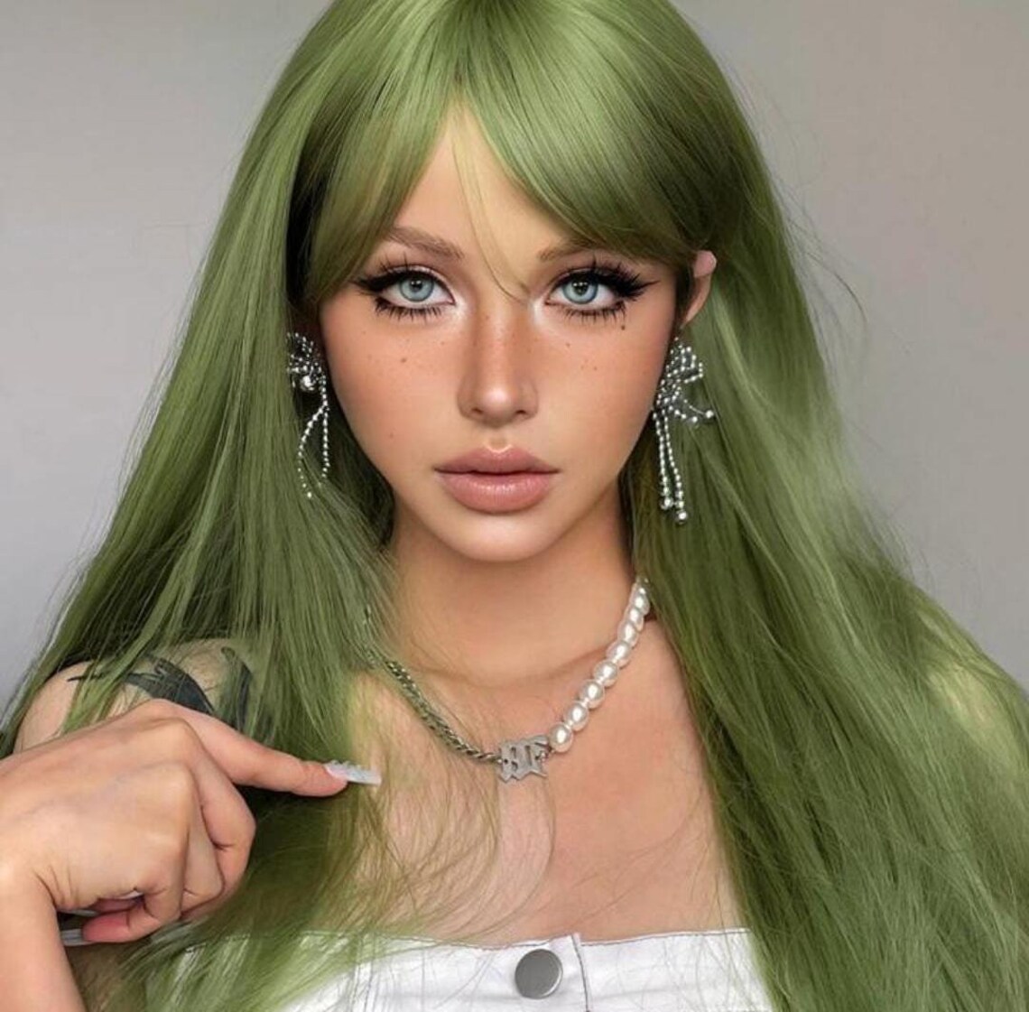 Fairy Moss Green Wig Synthetic Forest Nymph Hair 24 Inch No Lacefront ...