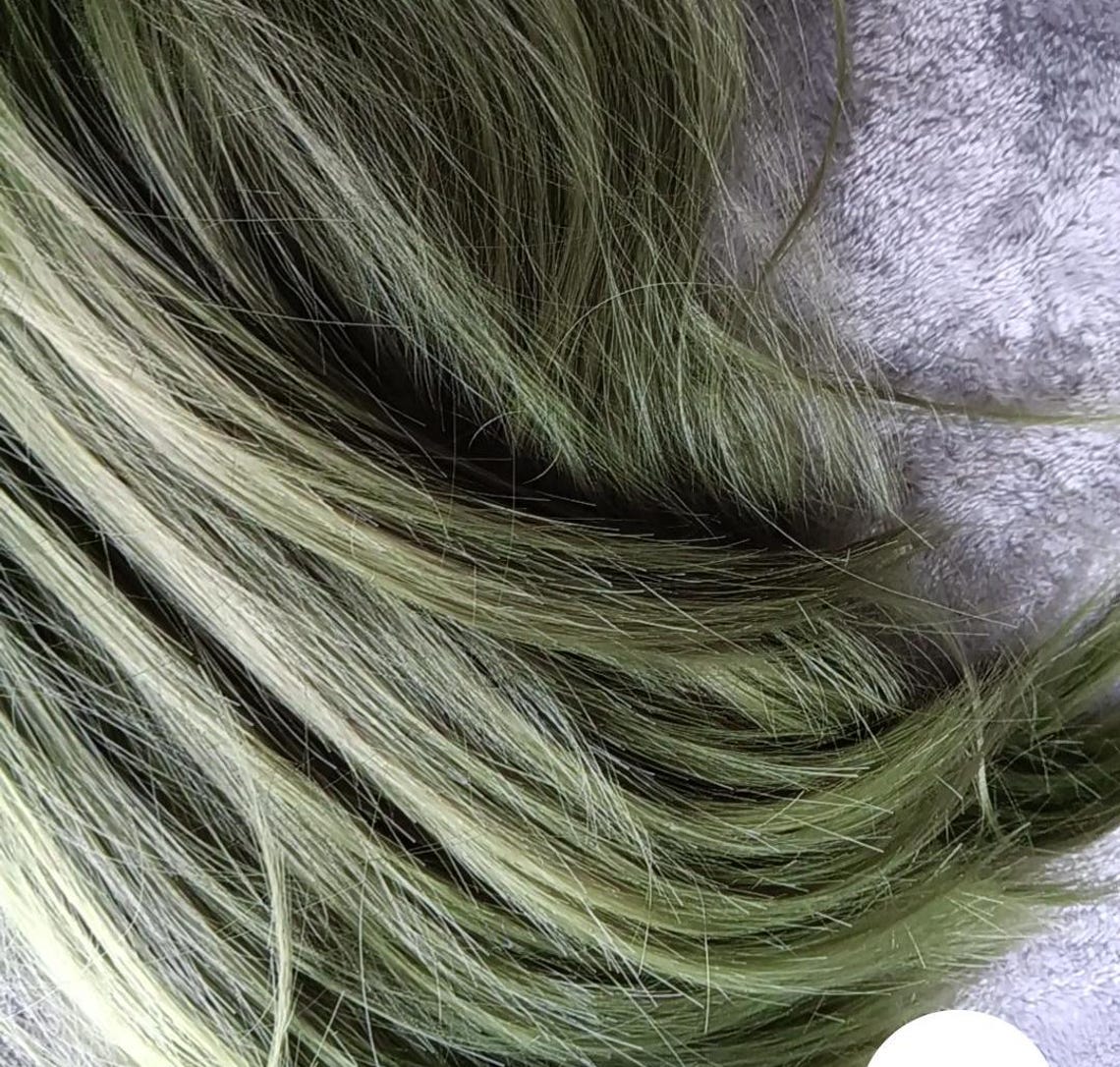Fairy Moss Green Wig Synthetic Forest Nymph Hair 24 Inch No Lacefront ...
