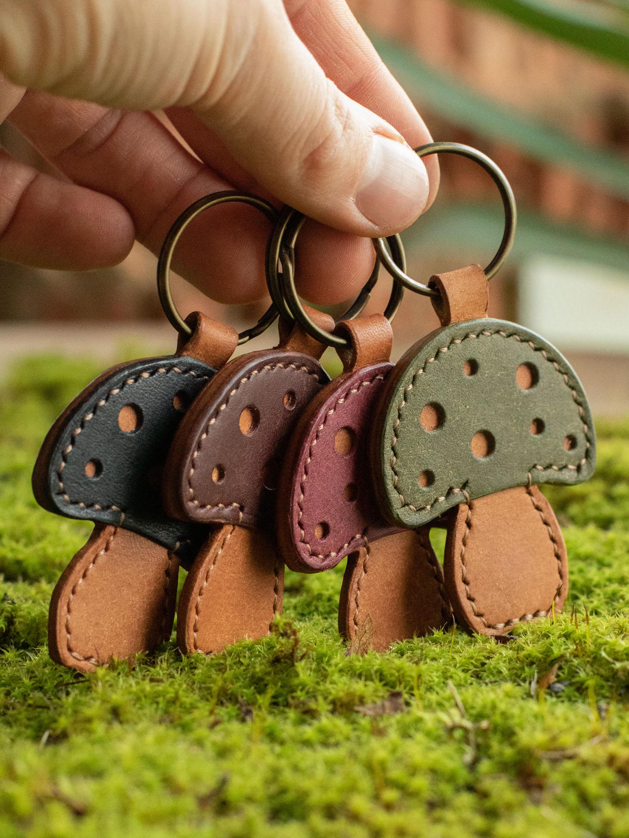 Leather Mushroom Keychain PDF Pattern | Beginner Leathercraft Template ...