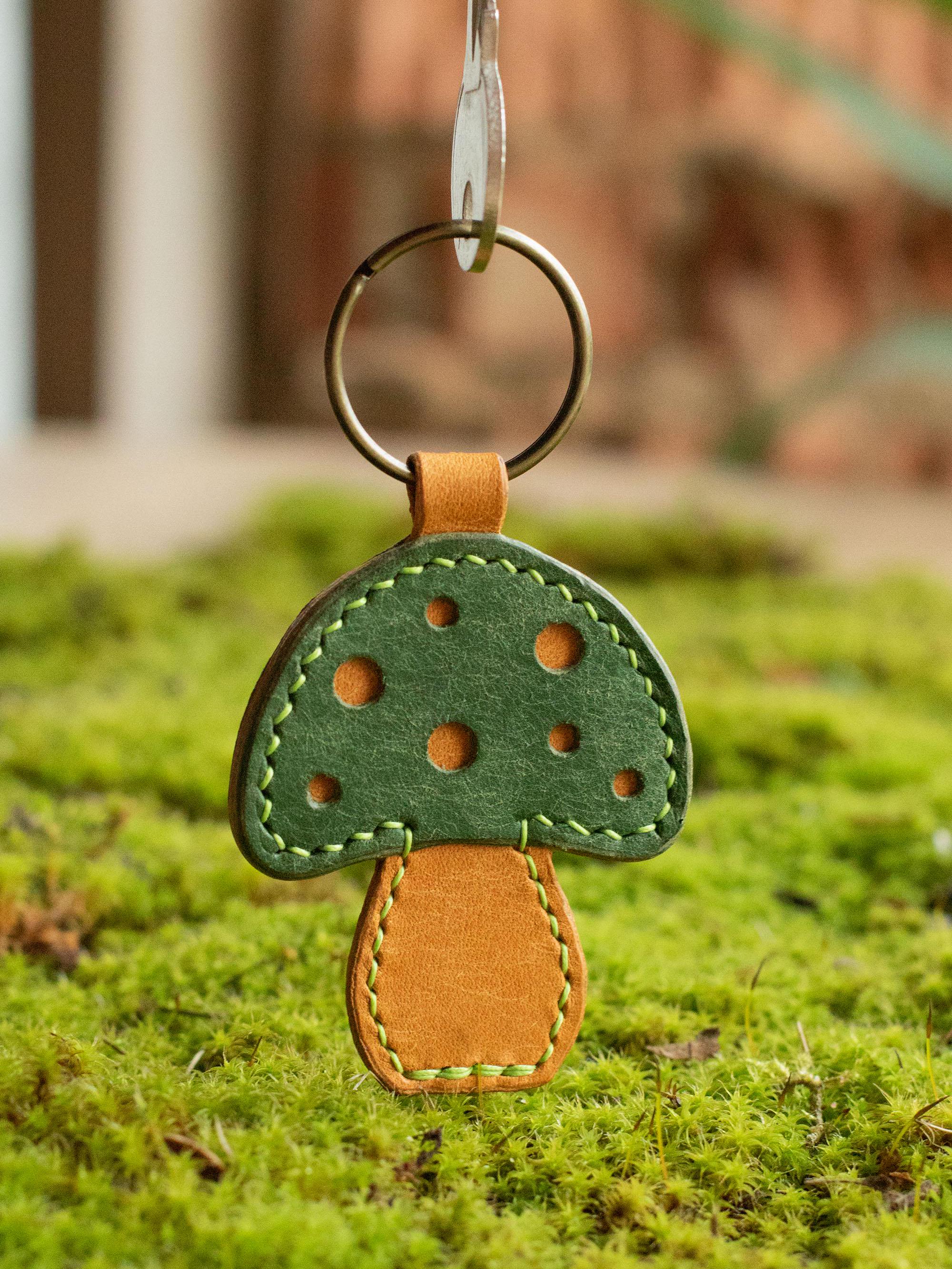 Leather Mushroom Keychain PDF Pattern Beginner Leathercraft Template ...