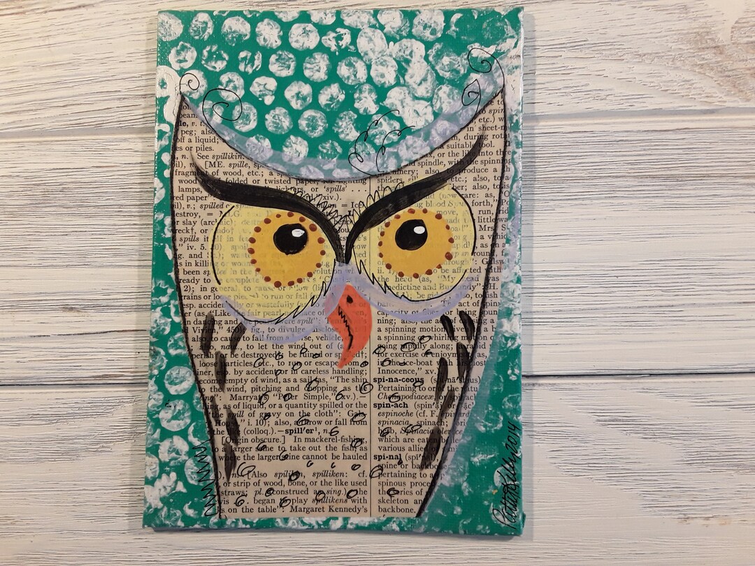 Owl Art, Owl Painting, Original Art, Mixed Media/acrylic Owl Art - Etsy