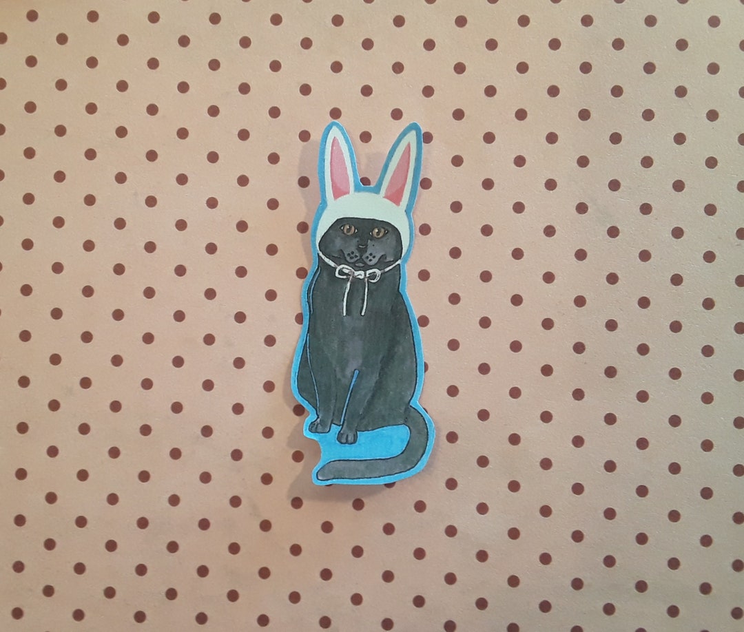 Sticker,large, Easter Cat Sticker, 1 1/2 X 3 Cat Sticker, Black Easter ...