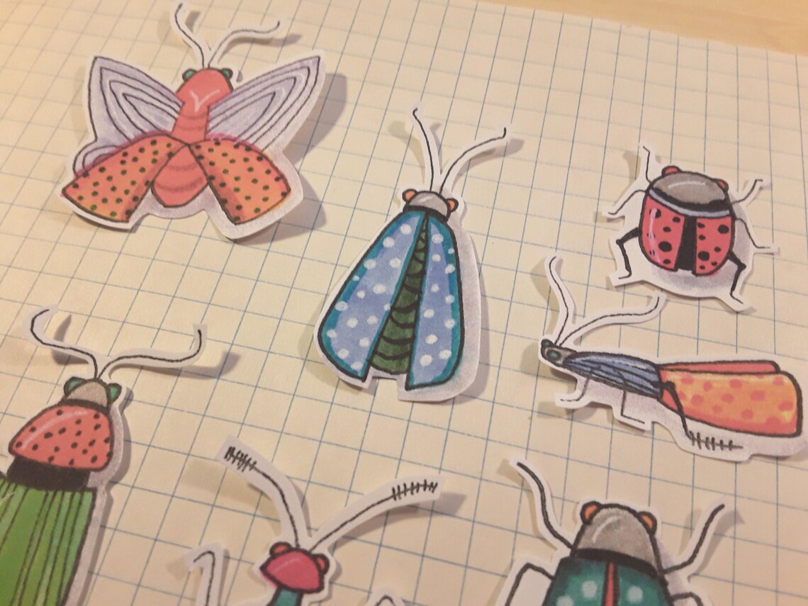 Sticker Set Bug Stickers Art Stickers Hand Cut Stickers - Etsy UK