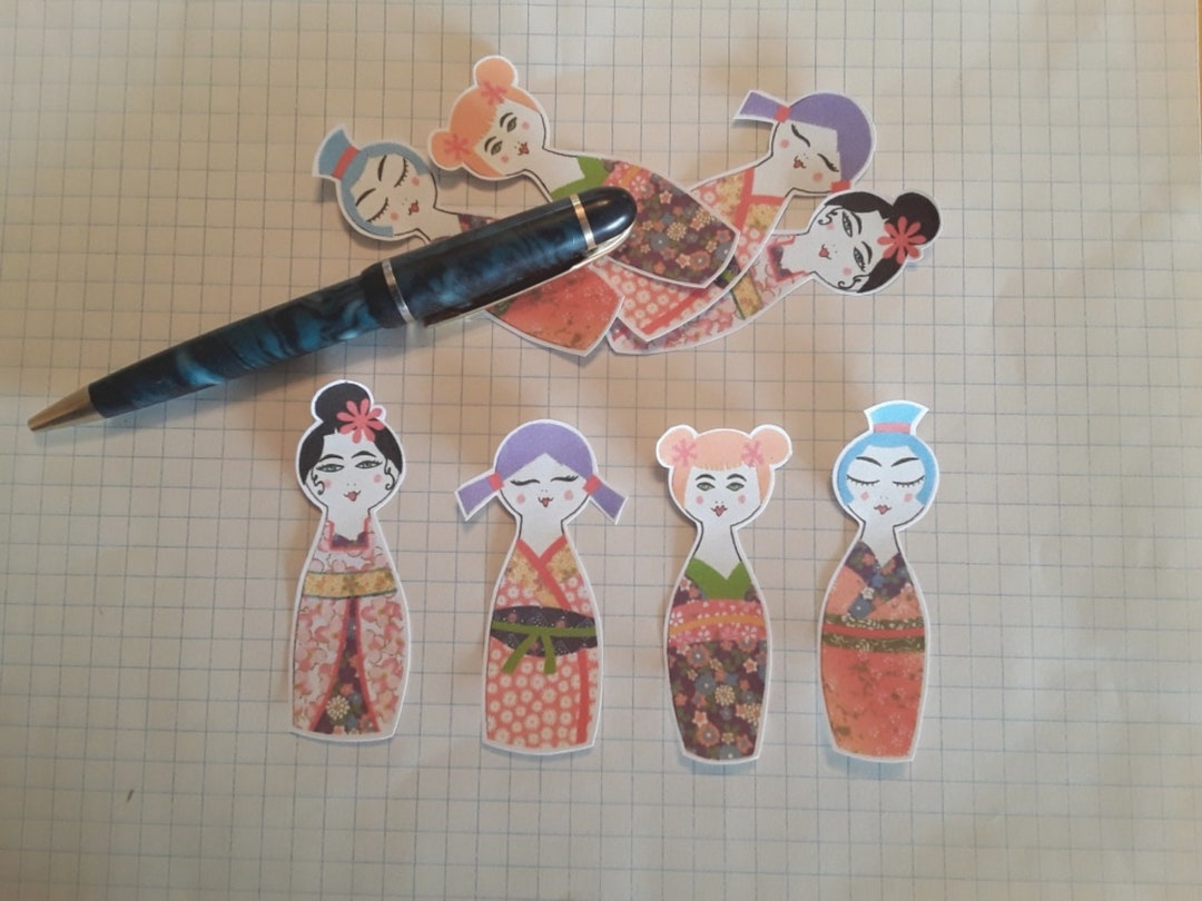 Sticker Set, Little Dolls, Kokeshi Dolls, Hand Cut Stickers, Art ...
