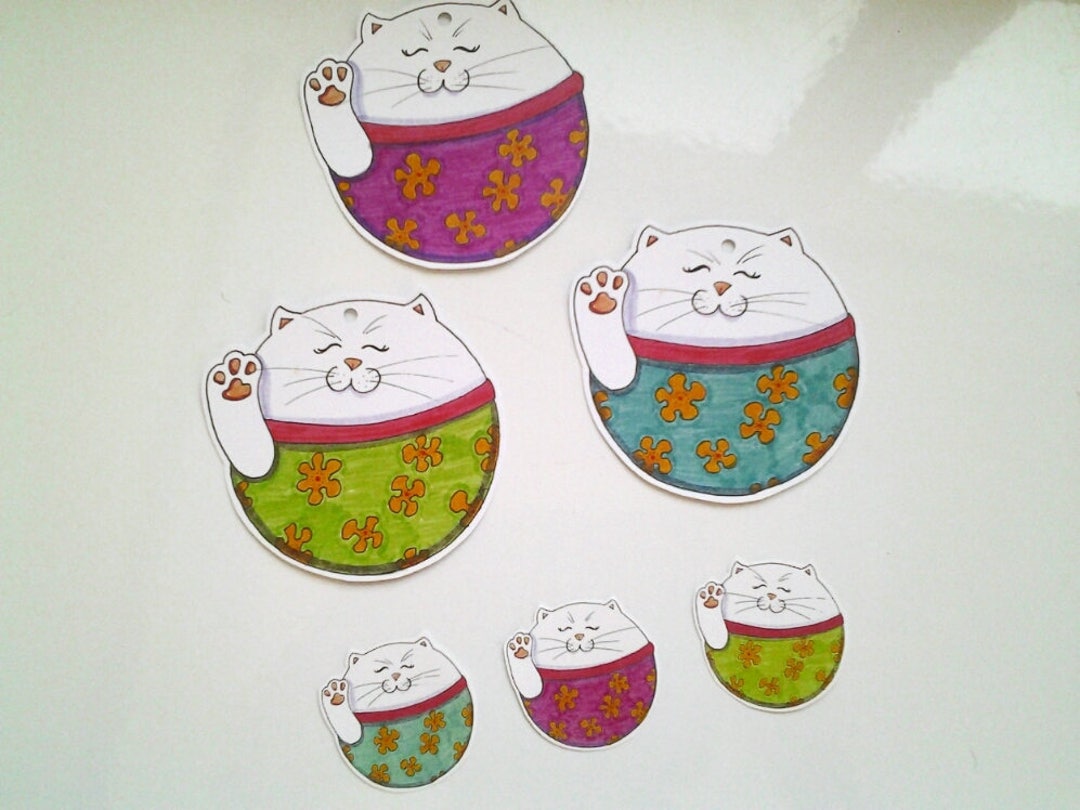 Sticker Set Fat Cats Tags and Stickers Unique Hand Cut Art - Etsy