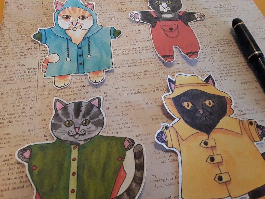 Sticker Set Cat Stickers Rainy Day Cat Sticker Set LARGE - Etsy