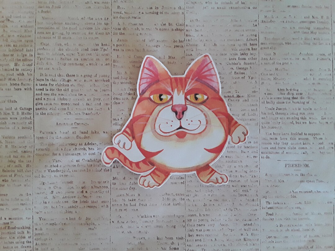 Cat Sticker Large Sticker Orange Tabby Cat Sticker Roly - Etsy UK