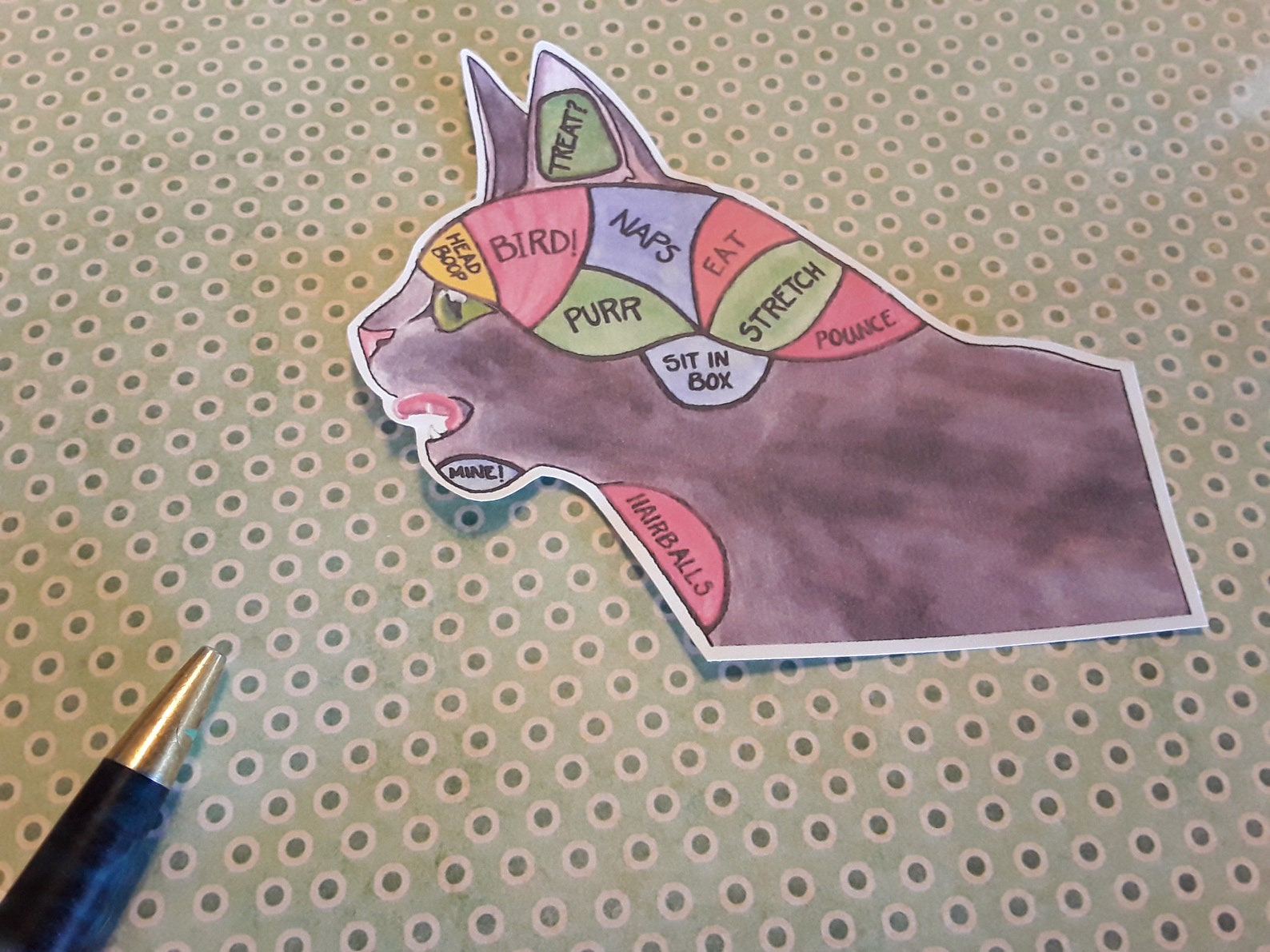 Cat Sticker Phrenology Cat Sticker Art Sticker Sticker Art - Etsy