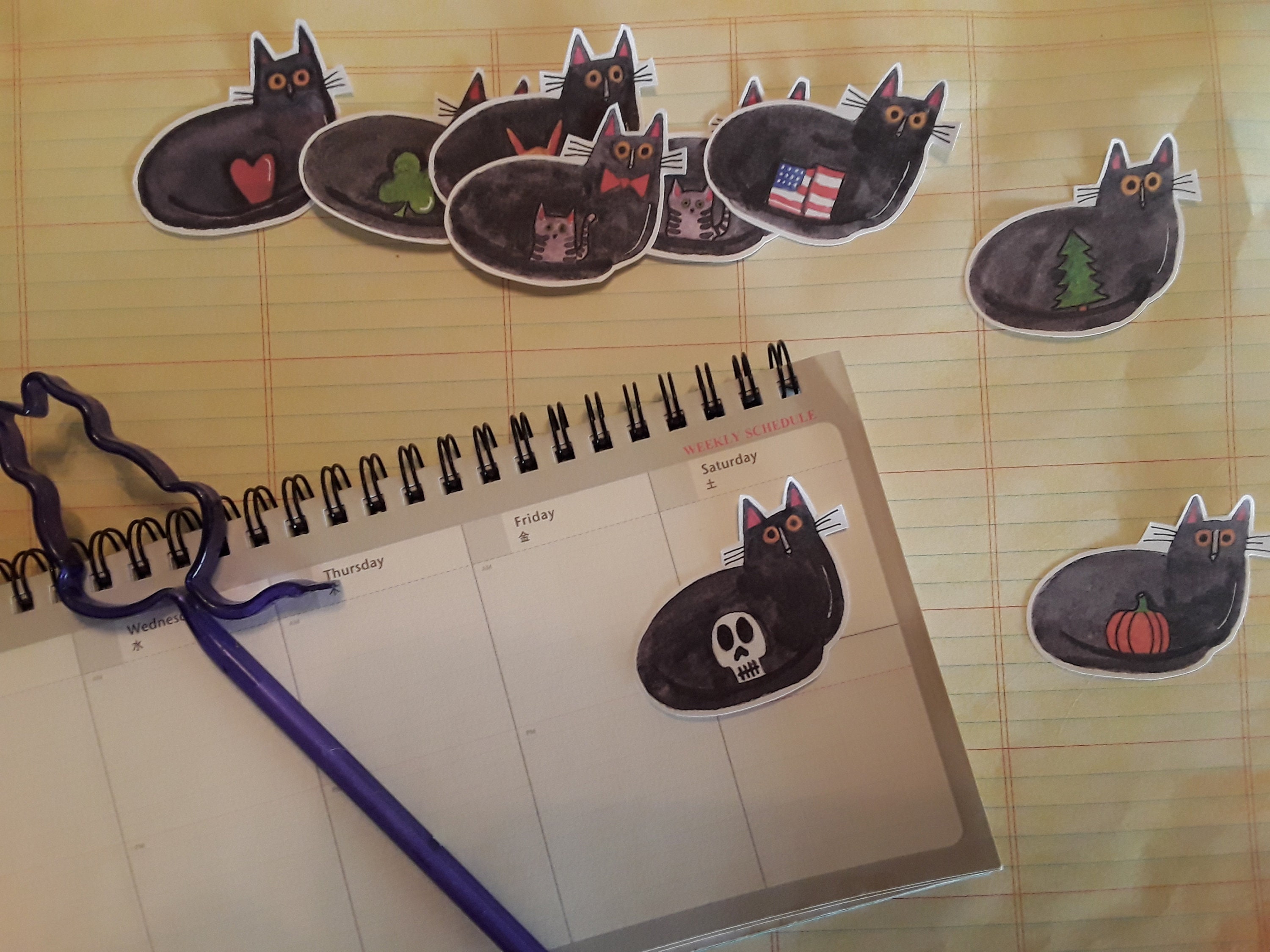 Cat Stickers Cat Sticker Set Cat Holiday Stickers Art - Etsy