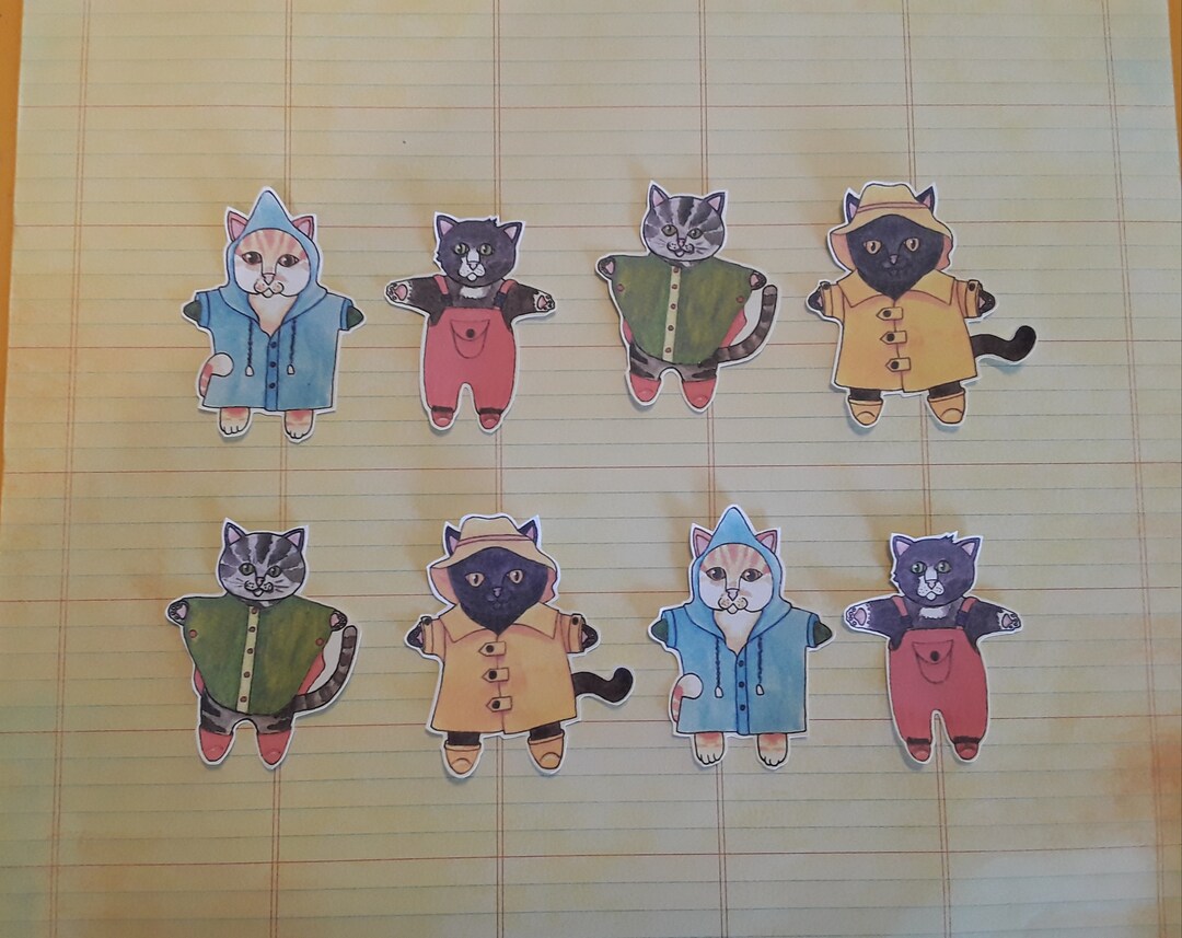 Sticker Set Cat Stickers Rainy Day Cat Stickers SMALL SET - Etsy