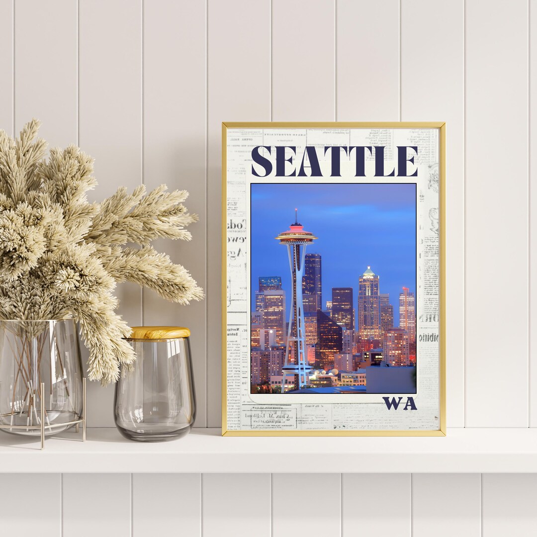 Seattle Poster – Iconic Space Needle Picture – Downtown Seattle ...