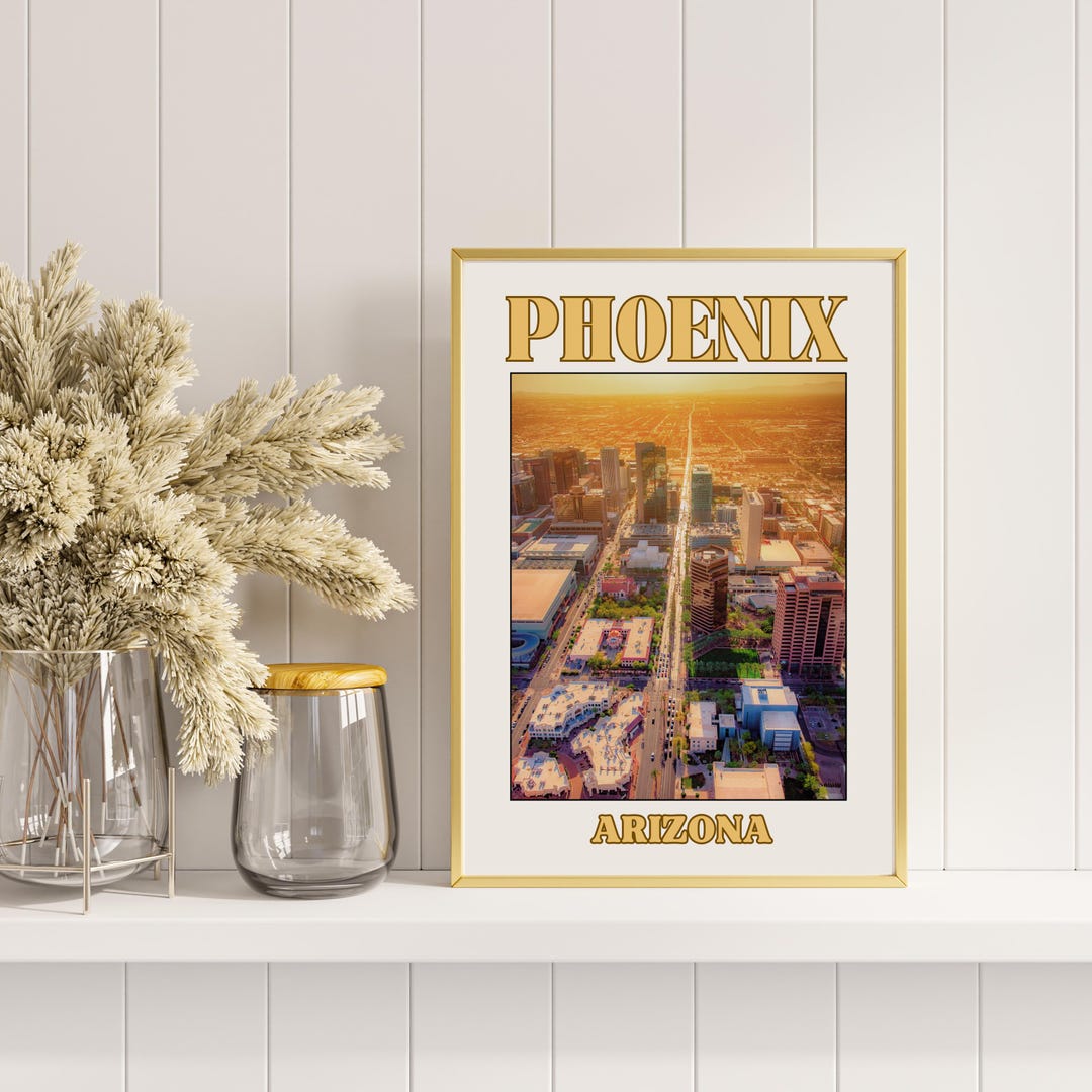 Phoenix Arizona Poster Desert Cityscape Art Phoenix Wall Decor AZ Urban ...