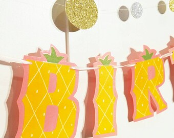 Pineapple Banner Pineapple Party Decor Printable Pineapple