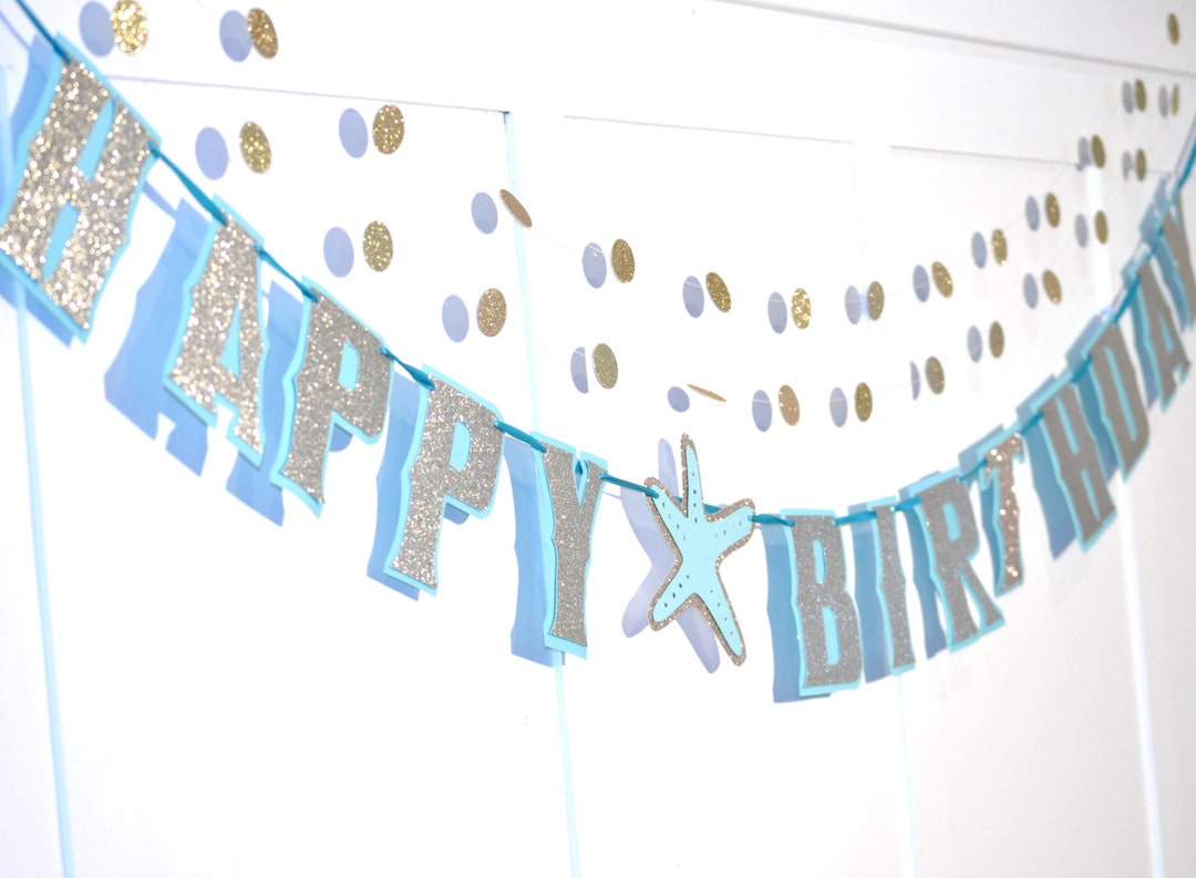 Starfish Birthday Party Banner, Beach Birthday Party Banner, Ocean ...