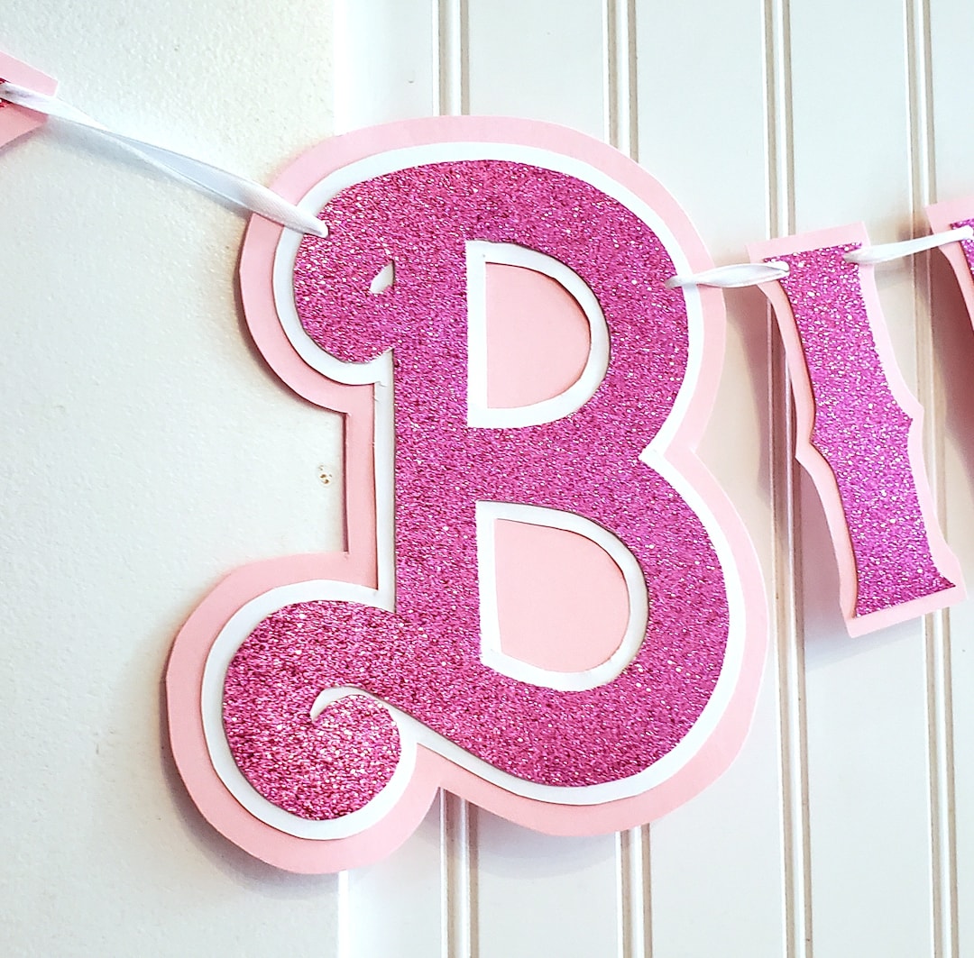 Pink on Pink Birthday Banner, Pink Birthday Banner, Girly Pink HAPPY ...