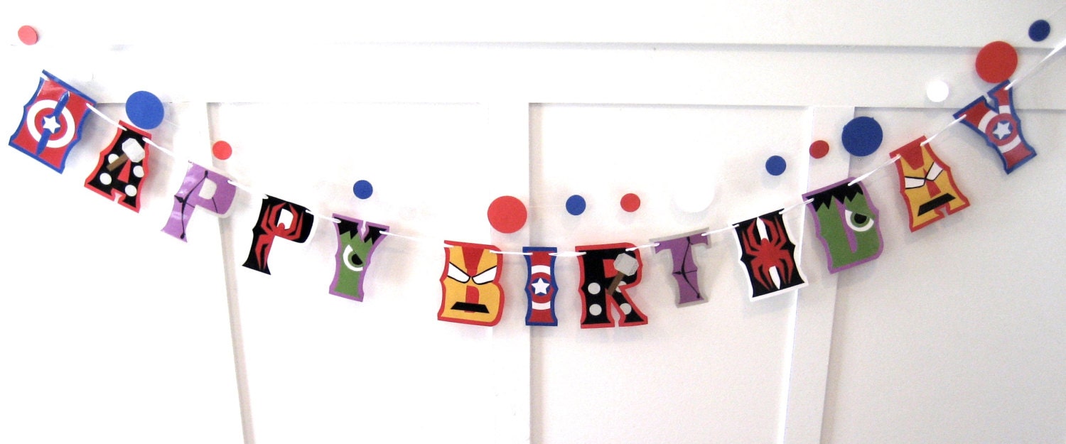 Superhero BIRTHDAY Banner HAPPY BIRTHDAY Banner Super Hero | Etsy