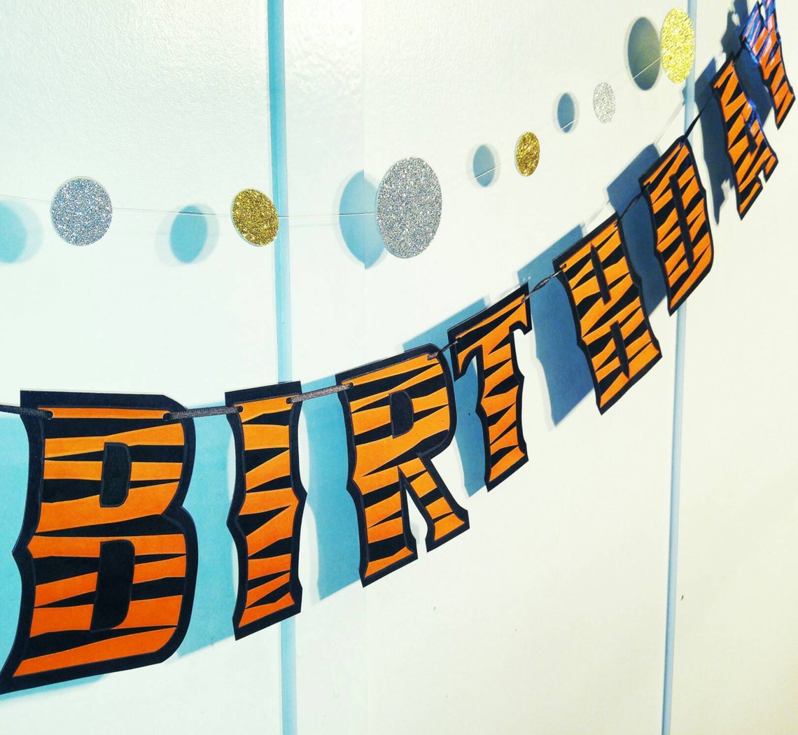Tiger Print Birthday Banner, Tiger Birthday Banner, Tiger Birthday ...