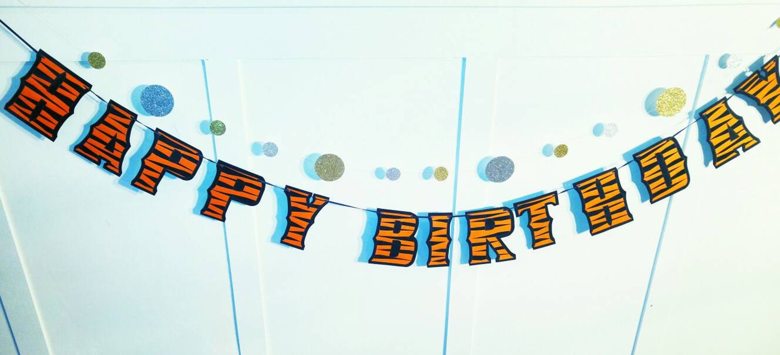 Tiger Print Birthday Banner, Tiger Birthday Banner, Tiger Birthday ...