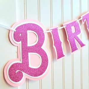 Pink on Pink Birthday Banner, Pink Birthday Banner, Girly Pink HAPPY ...