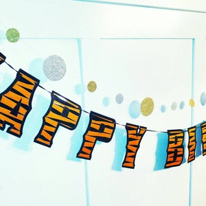 Tiger Print Birthday Banner, Tiger Birthday Banner, Tiger Birthday ...