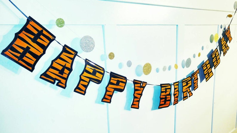 Tiger Print Birthday Banner, Tiger Birthday Banner, Tiger Birthday ...
