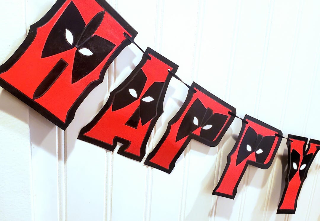 Deadpool Birthday Banner, Dead Pool Banner, Deadpool HAPPY BIRTHDAY ...