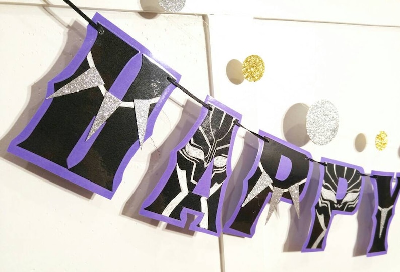 Black Panther Birthday Banner Black Panther Birthday Party - Etsy