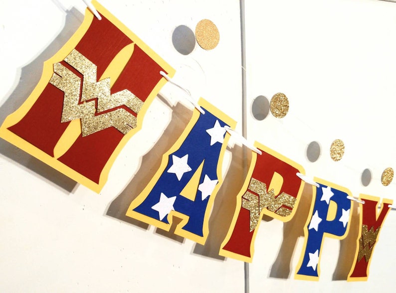 Woman Birthday Banner Wonder Banner Woman HAPPY BIRTHDAY - Etsy