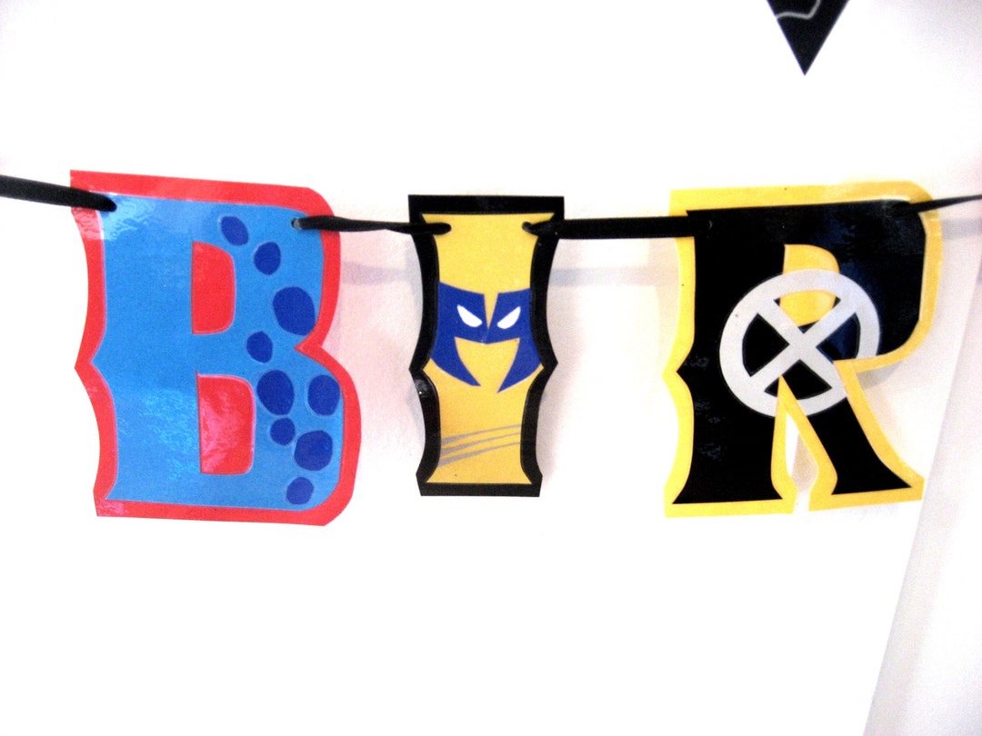 X Men Birthday Banner, Superhero Birthday Banner, Comic Book Birthday ...
