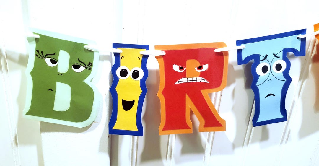Inside Out Birthday Banner, Emotions Birthday Banner, Joy Sadness ...