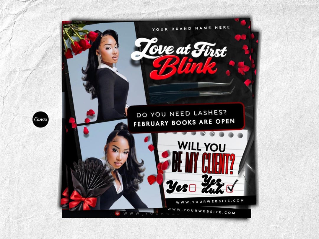 Lash Flyer, February Booking Flyer, Valentine’s Day Flyer - Etsy