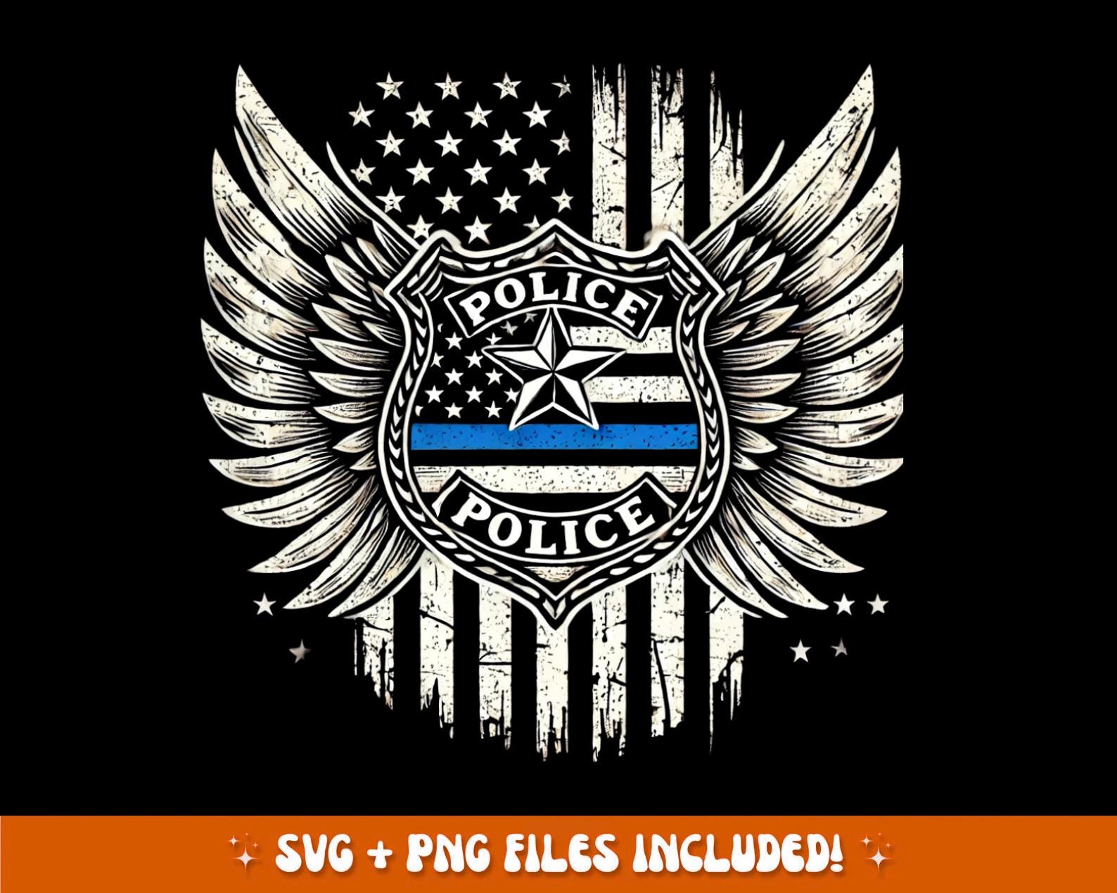 USA Police Badge Wings SVG | Patriotic Thin Blue Line Design (PNG) - Etsy