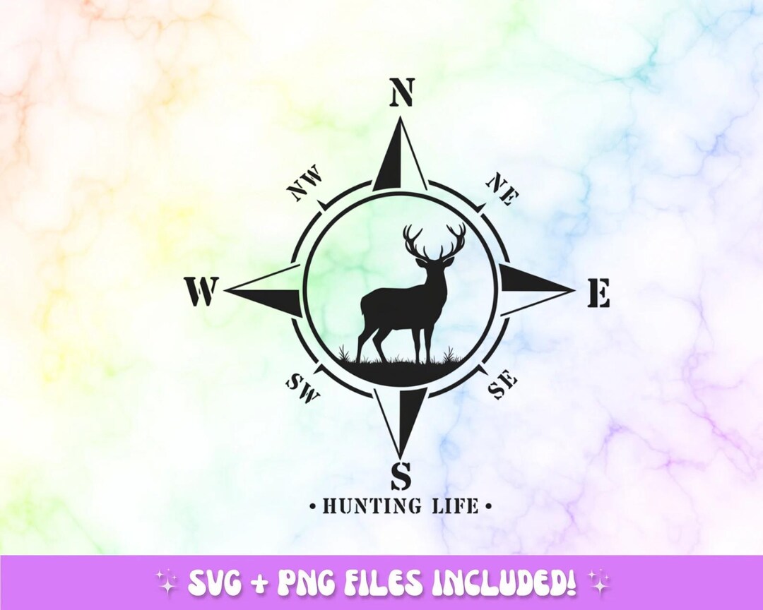 Hunting Compass SVG | Deer Silhouette Design (PNG, SVG) - Etsy