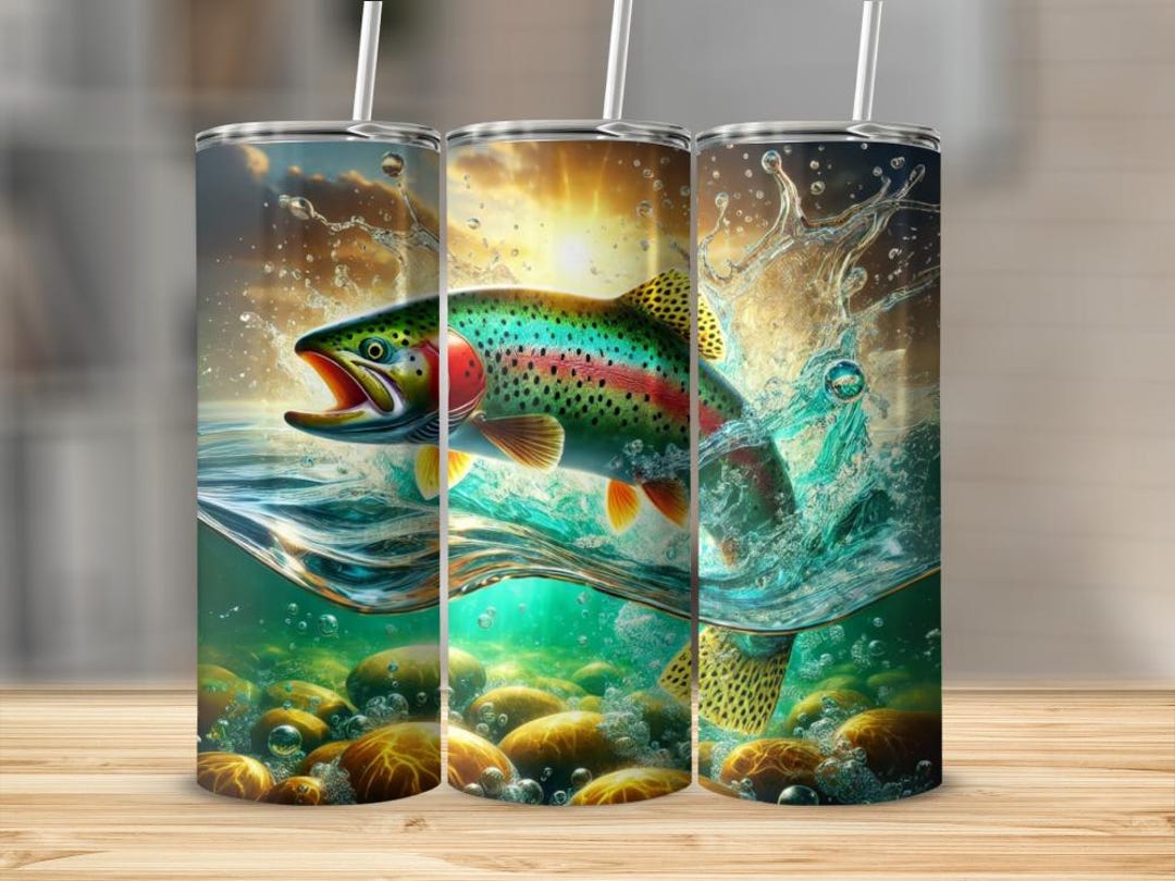 Trout Fish PNG Skinny Tumbler Wrap | Fish Sublimation Design | 20oz ...