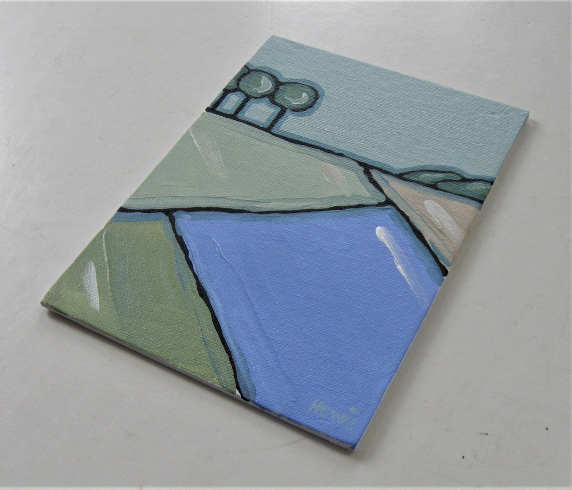 Pastel Expressionist Acrylic Landscape Painting, 5 X 7, Original ...