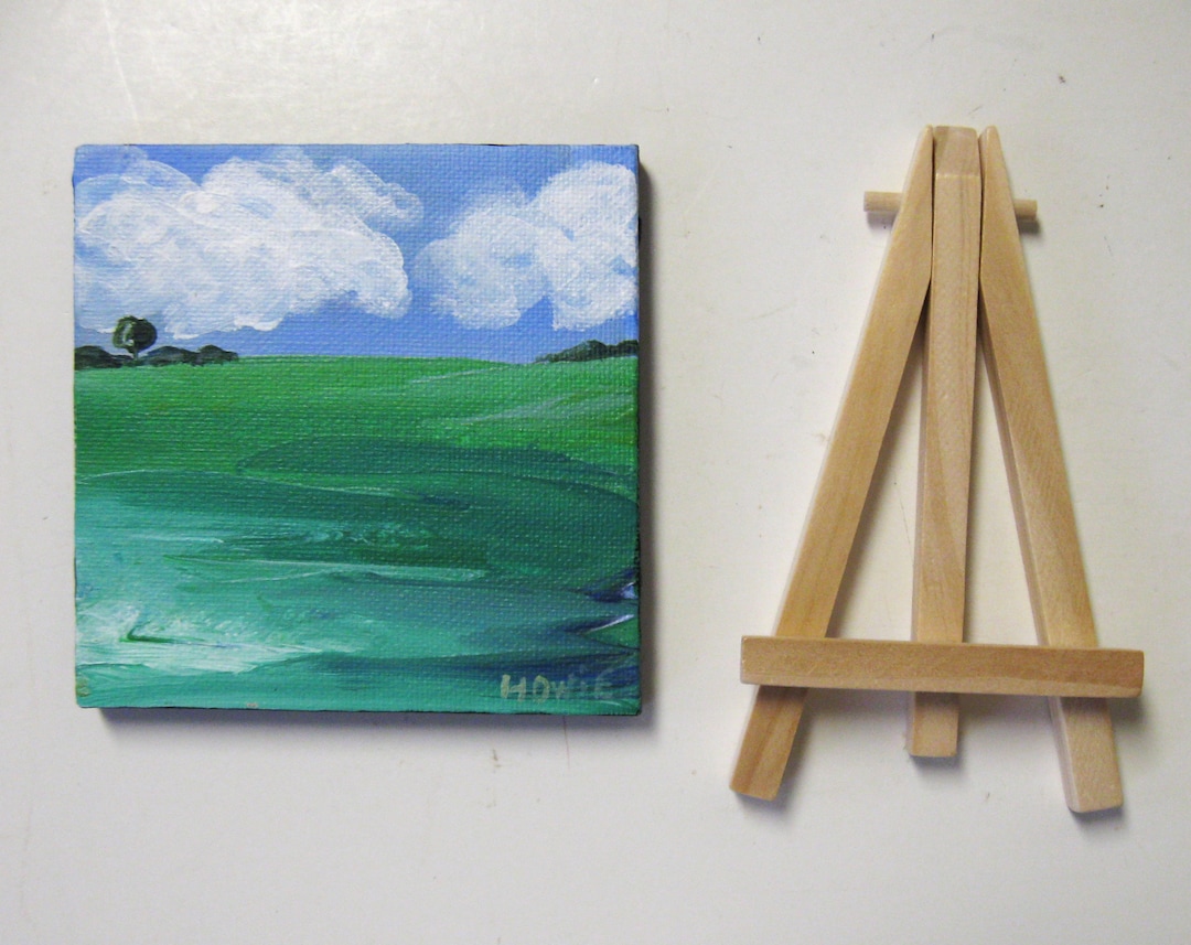 Tiny Original Landscape Painting, 4 X 4, Small Square Acrylic Landscape ...