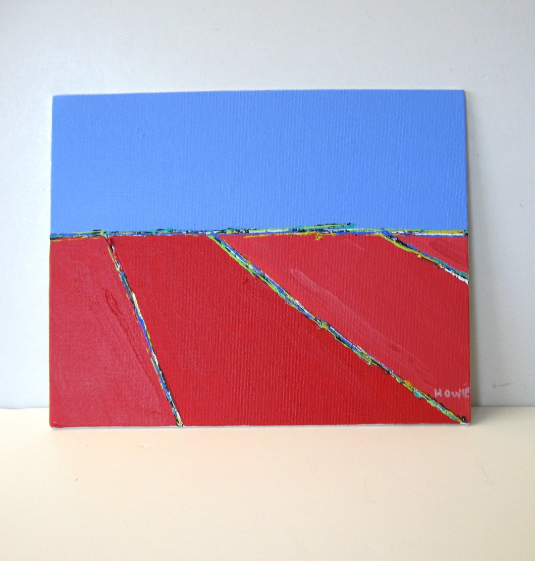 Original Acrylic Abstract Painting, Red Landscape Art Canvas, 8 X 10 ...