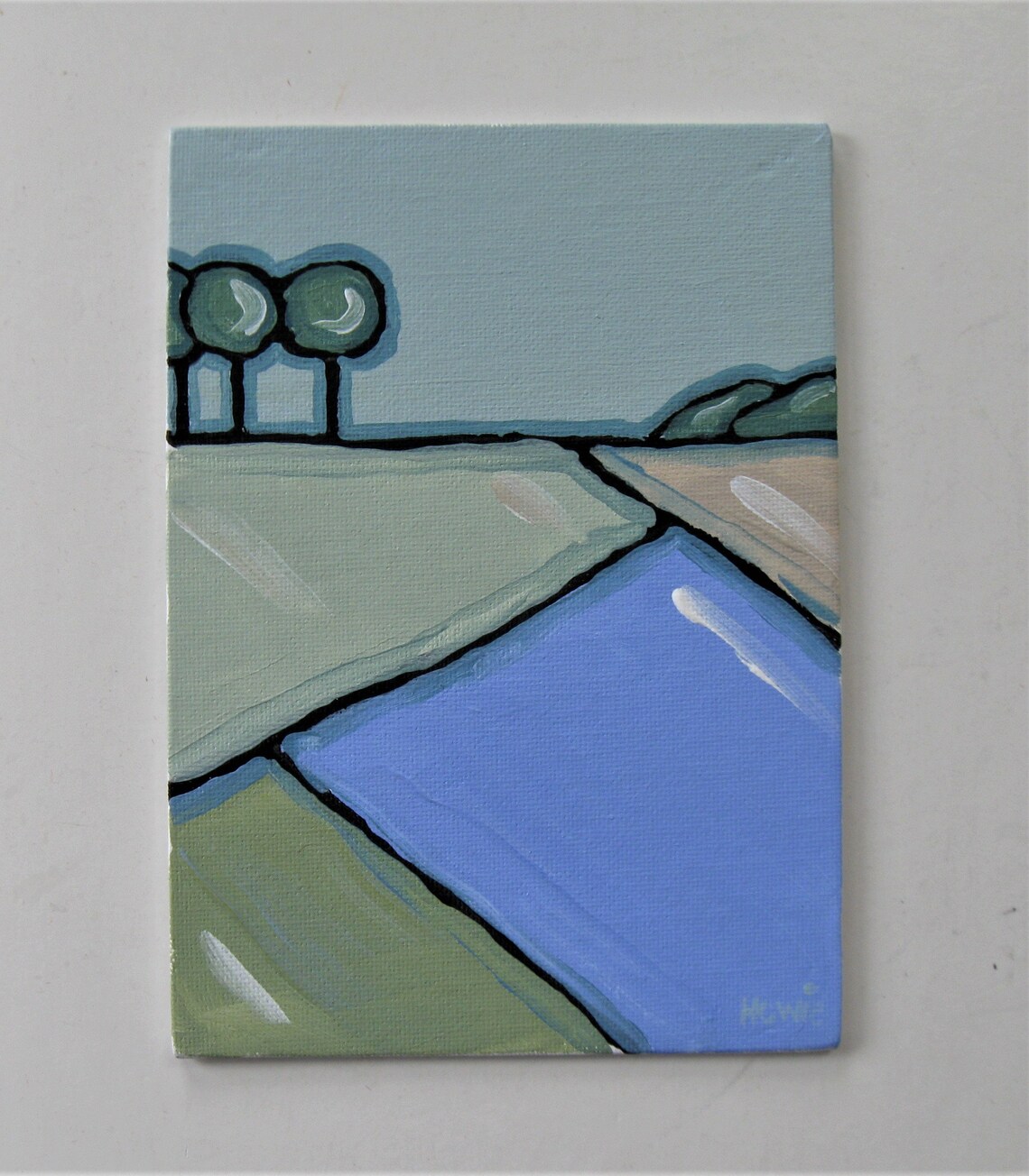 Pastel Expressionist Acrylic Landscape Painting, 5 X 7, Original ...