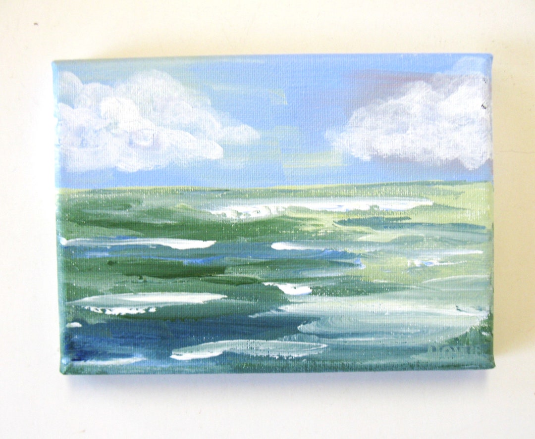 Small Landscape Art Canvas, Impressionist Seascape Painting, 7 X 5 ...