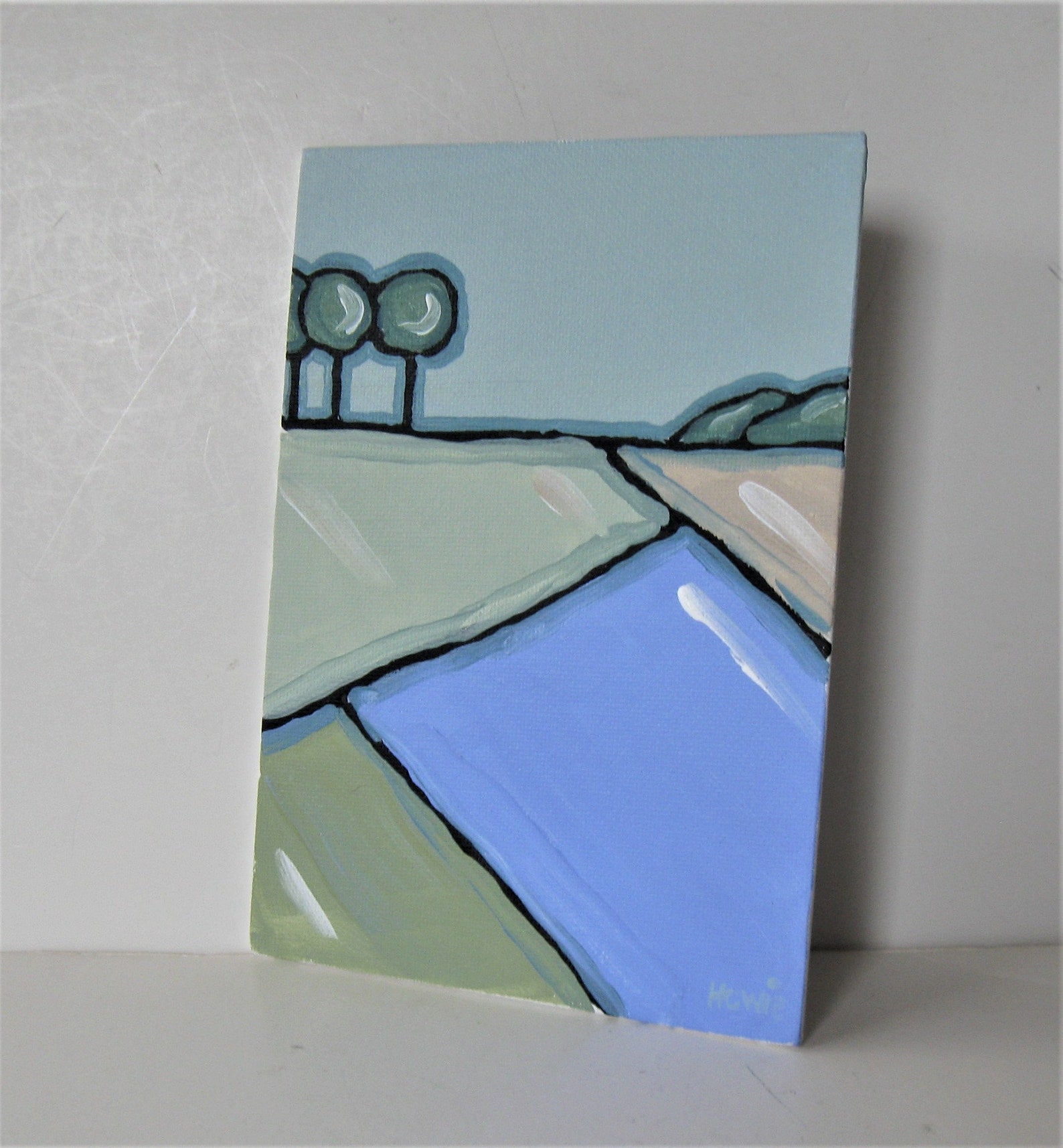 Pastel Expressionist Acrylic Landscape Painting, 5 X 7, Original ...