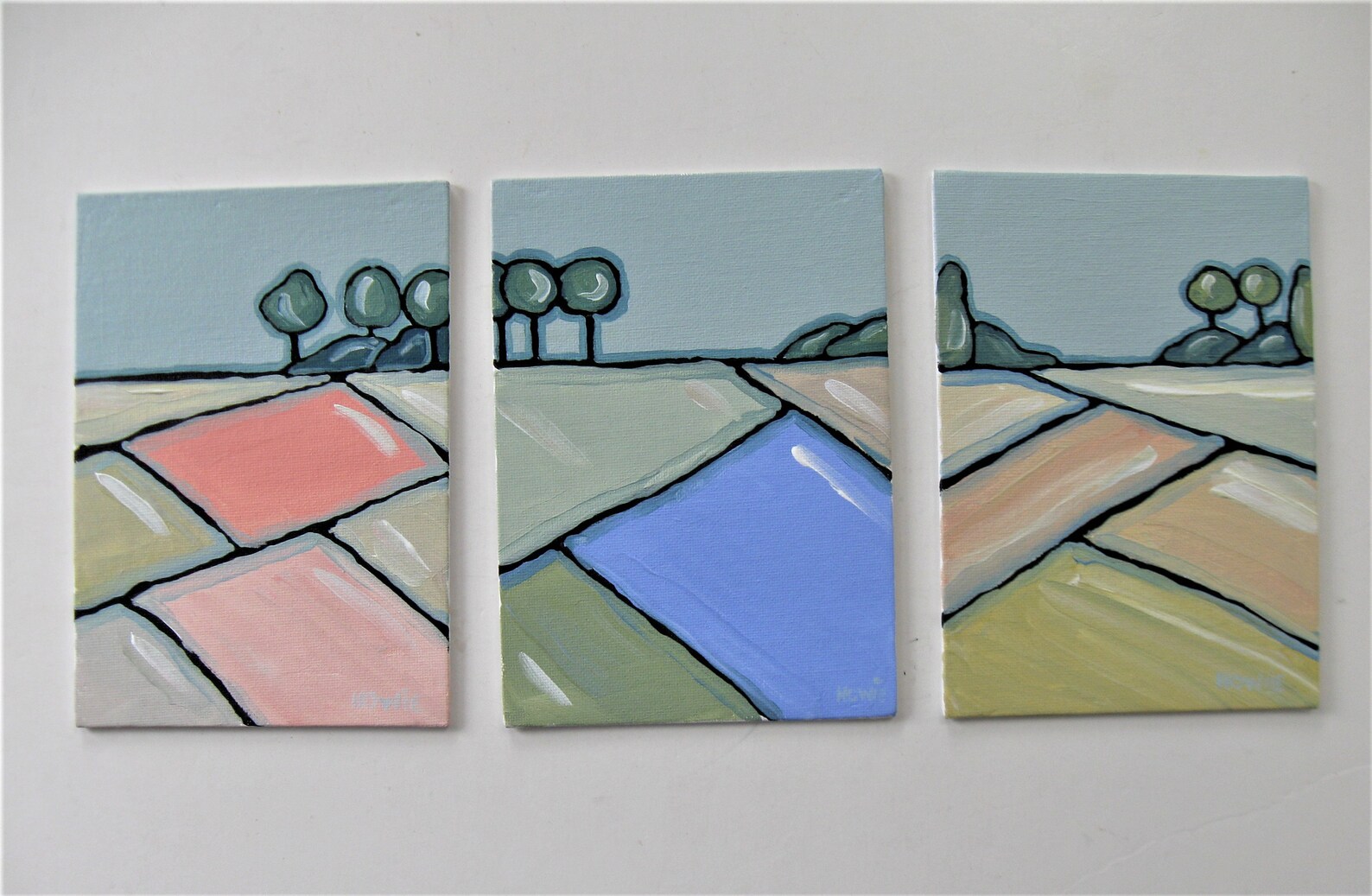 Pastel Expressionist Acrylic Landscape Painting, 5 X 7, Original ...