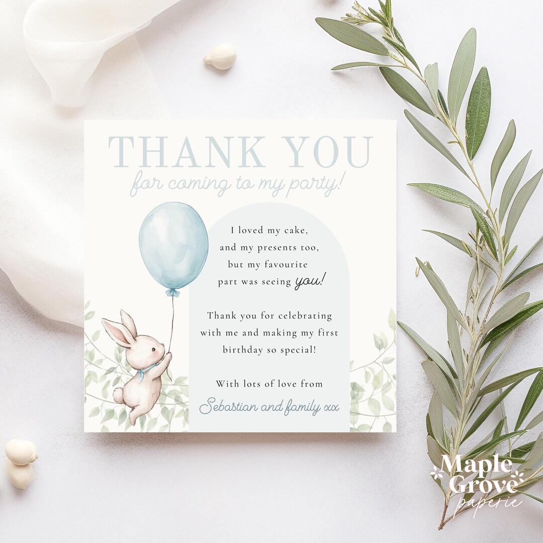 Somebunny's One EDITABLE Thank You Note Card Template, Baby Boy 1st ...
