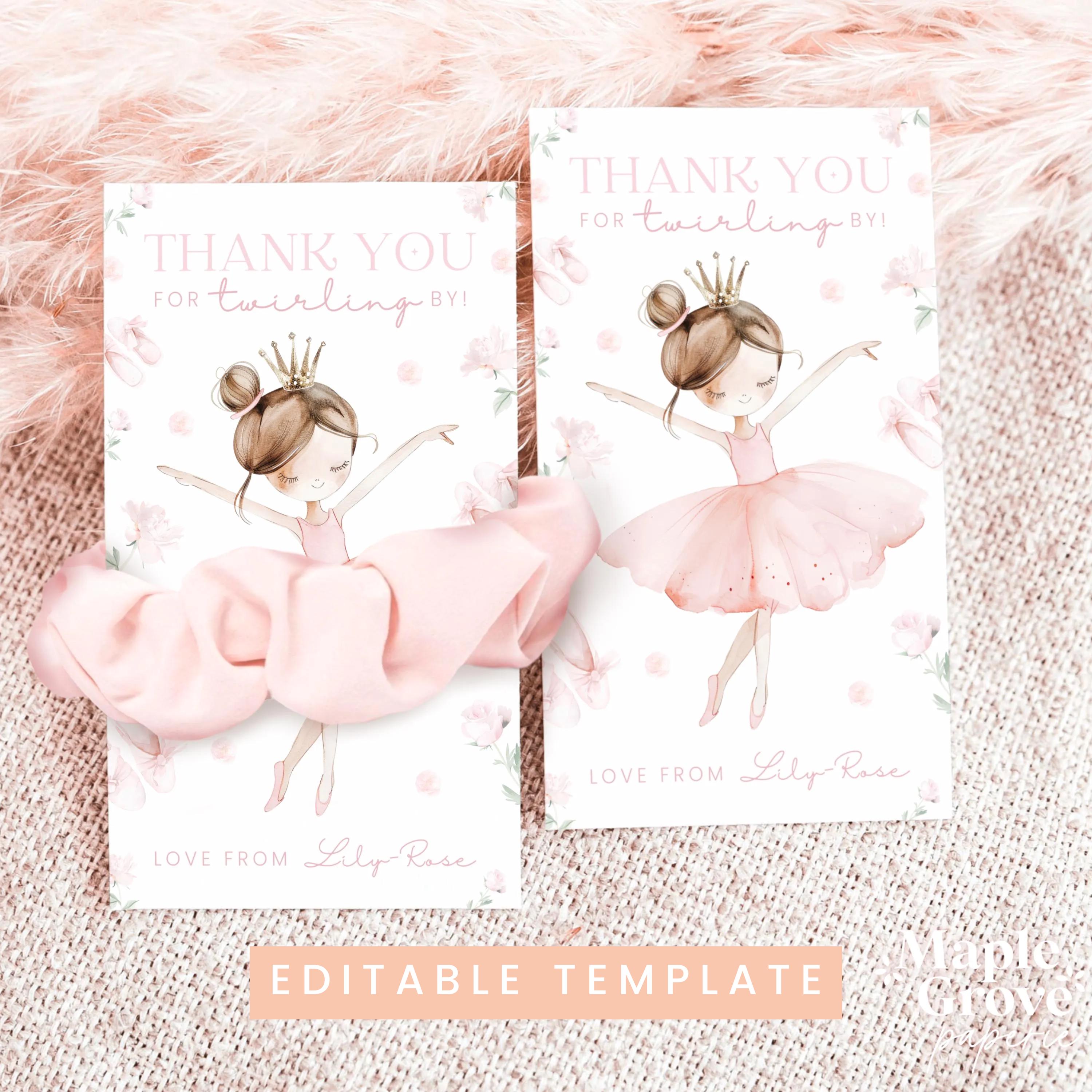Pink Ballerina Tutu Scrunchie Card Party Favour PRINTABLE Template ...