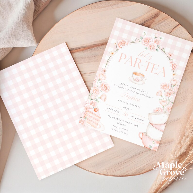 Tea Party Editable Birthday Invitation Template, Let's Par-tea, Girls ...