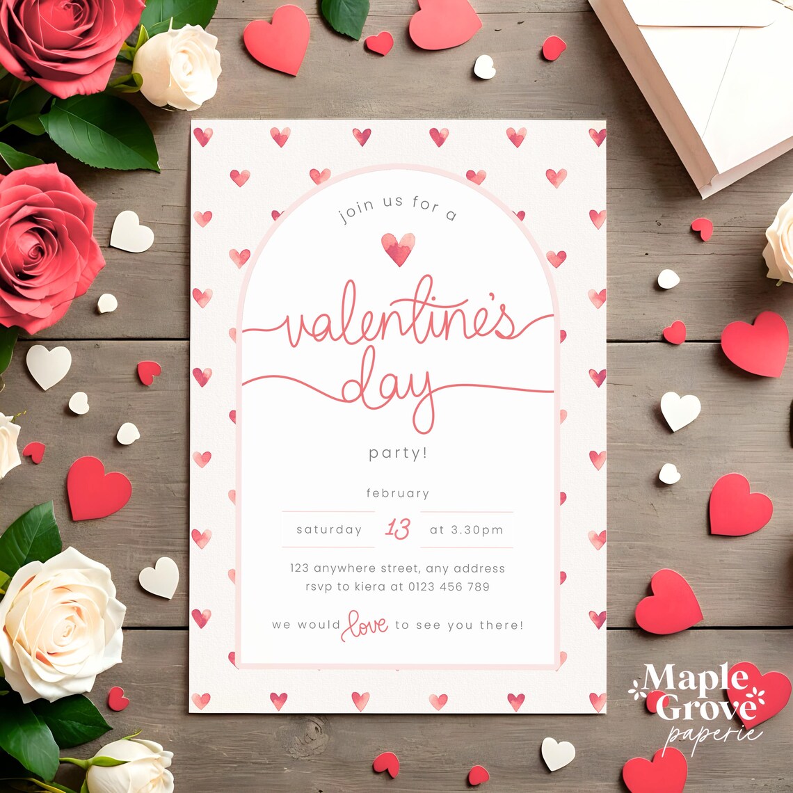 Valentine’s Day Party Editable Printable Invitation Template, Valentine ...