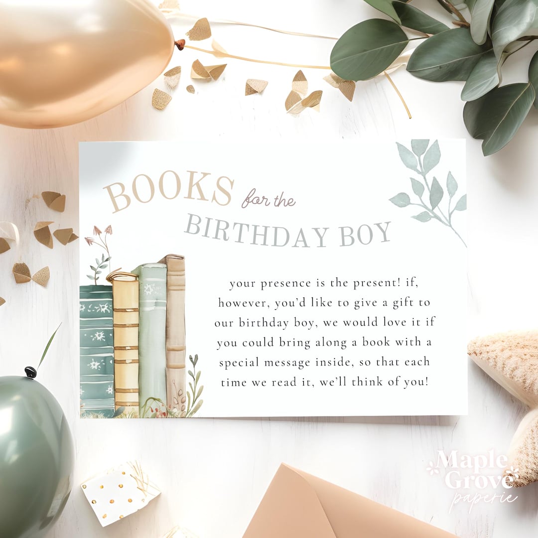 One for the Books! EDITABLE Gift Request Note Card for First Birthday ...