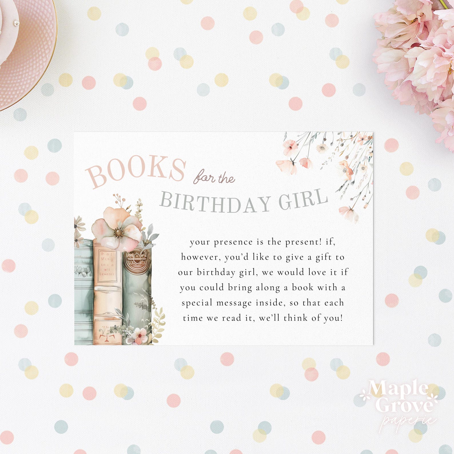 One for the Books Printable Gift Request Note Card for First Birthday ...