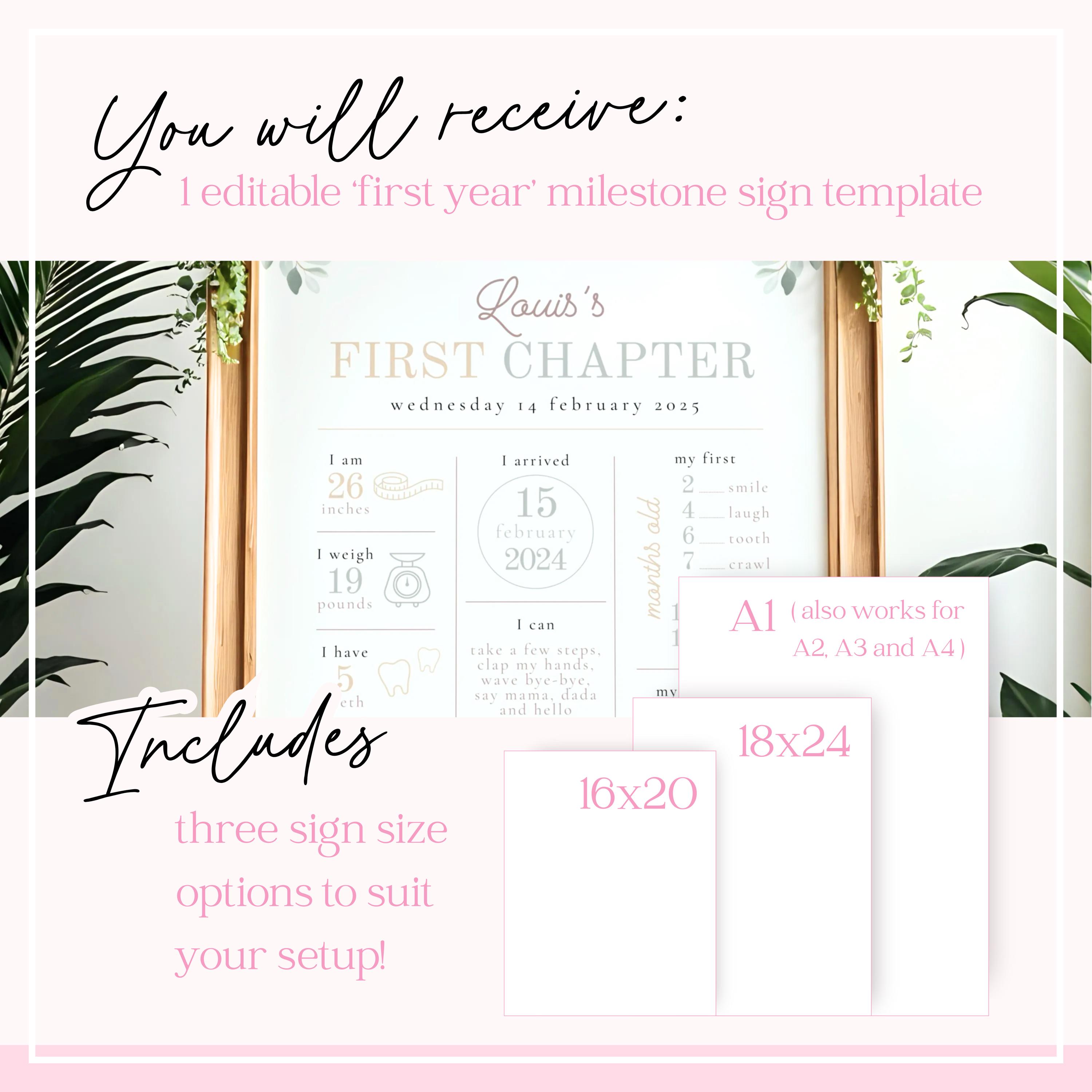 One for the Books Editable Milestone Poster Sign Template, First ...