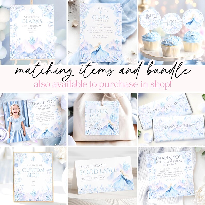 Snow Queen Birthday Party Invitation, EDITABLE Ice Queen Birthday Party ...