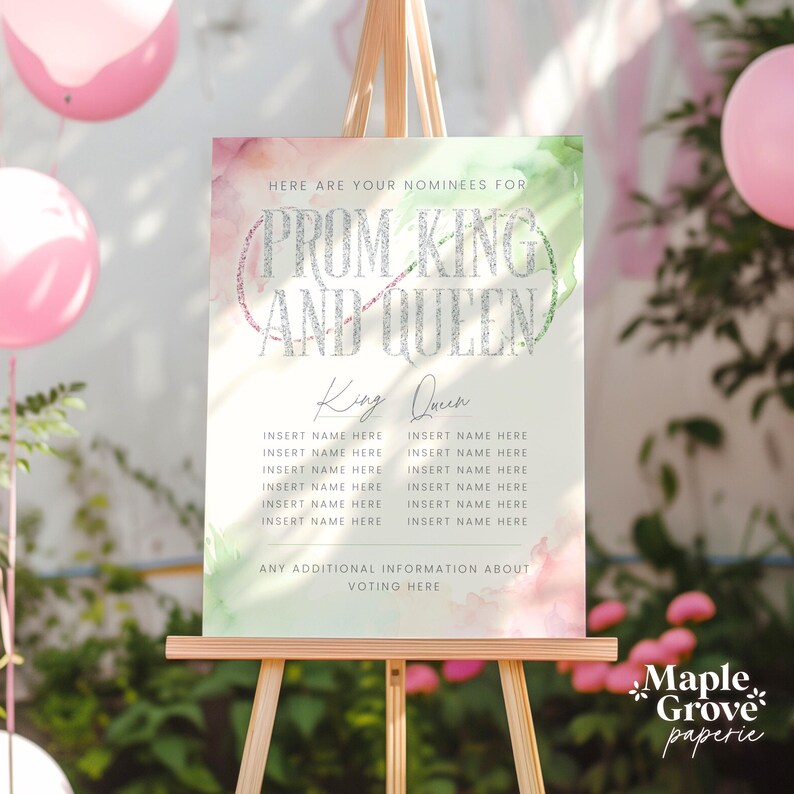 Wicked Prom Editable King and Queen Nominees Sign Board Poster Template ...
